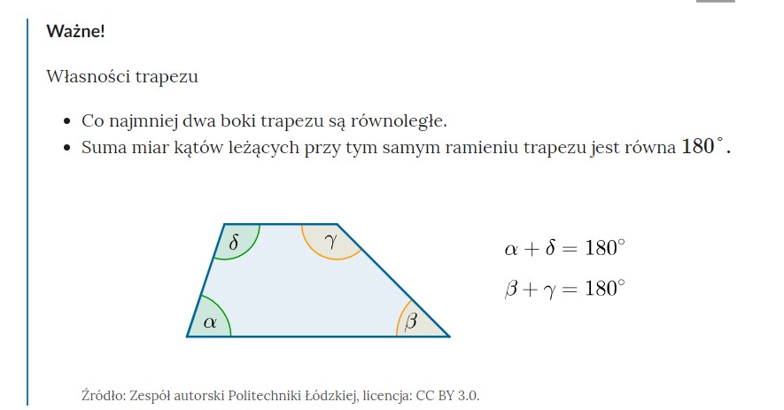 Matematyka uczy: Trapezy - budowa, rodzaje oraz własności kl.5