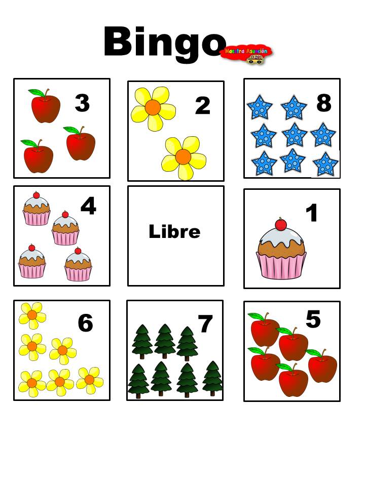 Bingo para trabajar nociones de Número y Cantidad.