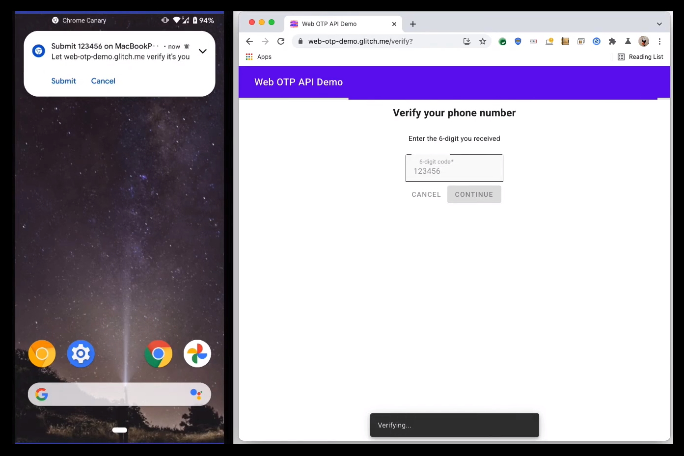 Chrome 93 will enable desktops to directly read the verification code ...