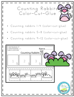 COUNTING RABBITS EASTER WORKSHEETS $1.25 ~ Book Units by Lynn