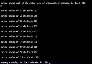11) Write a program to find average marks obtained by 10 student in a ...