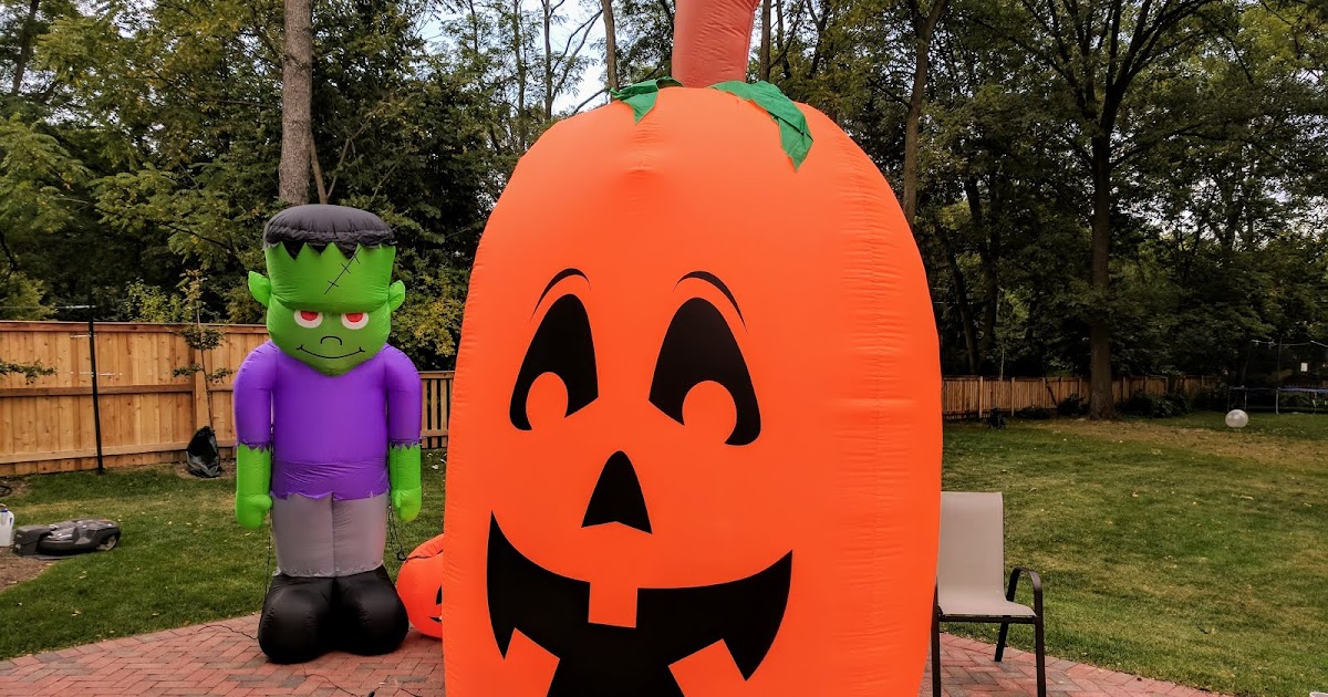 Halloween Inflatables - Big Pumpkin and Frankenstein