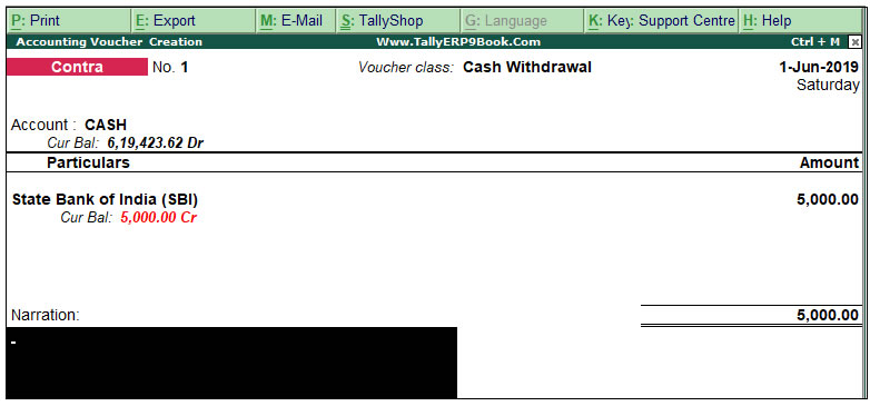 Tally: CONTRA ENTRY IN TALLY