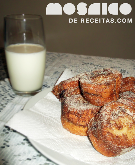 Mosaico de Receitas: Rabanadas recheadas com creme de avelãs