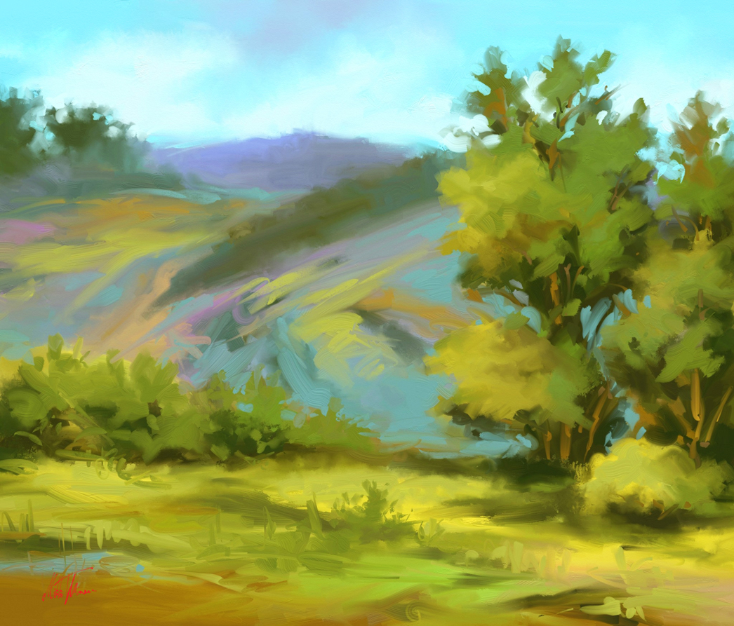 Mikko Tyllinen`s Art Blog: Tree landscape, digital oil painting