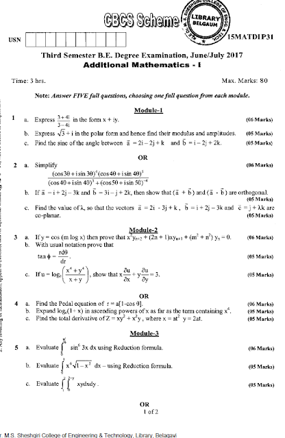 Visvesvaraya Technological University B.E. (CBCS) Third Semester ...