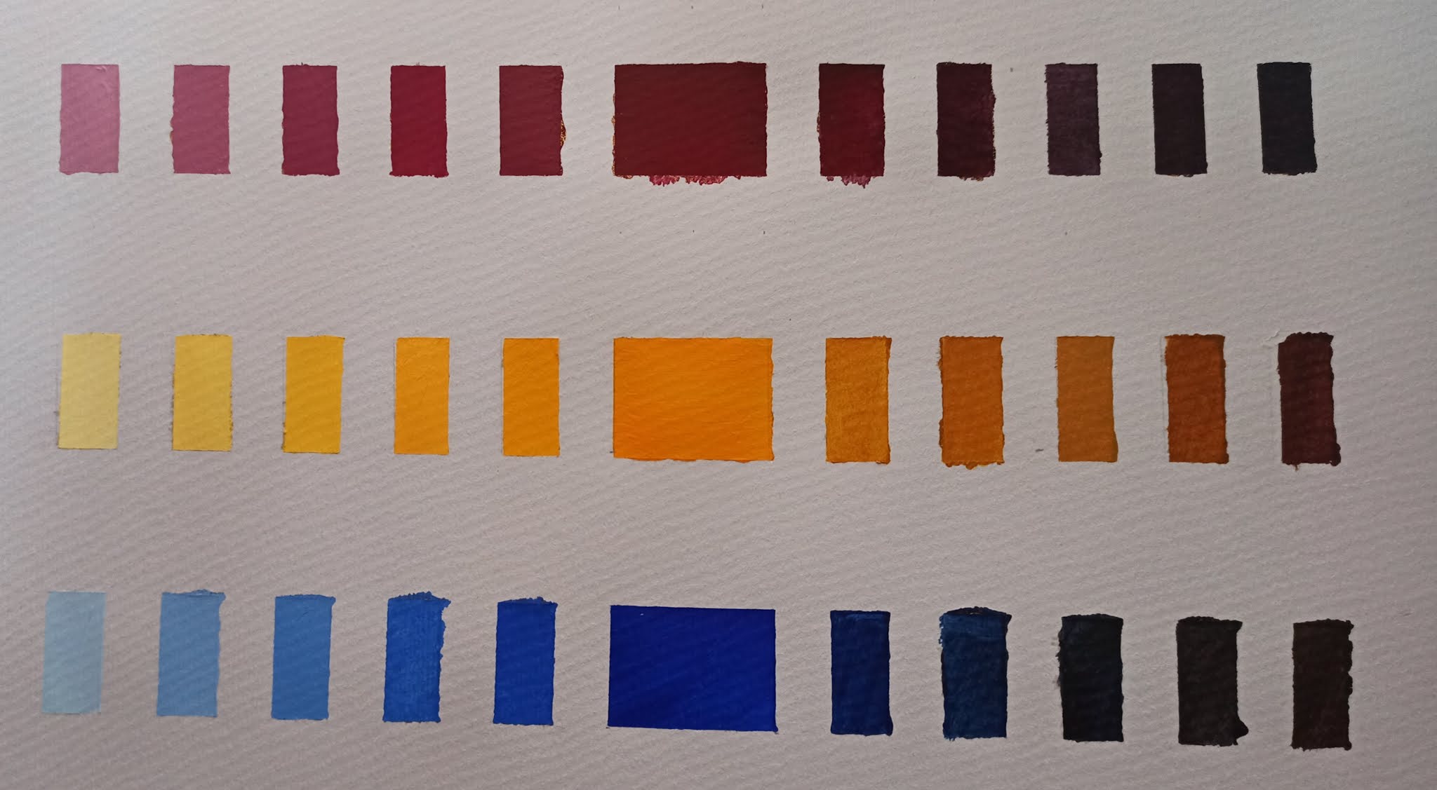 EJERCICIO 2 DE COLOR: DESARROLLO DE OSCUROS Y CLAROS DE LOS COLORES ...