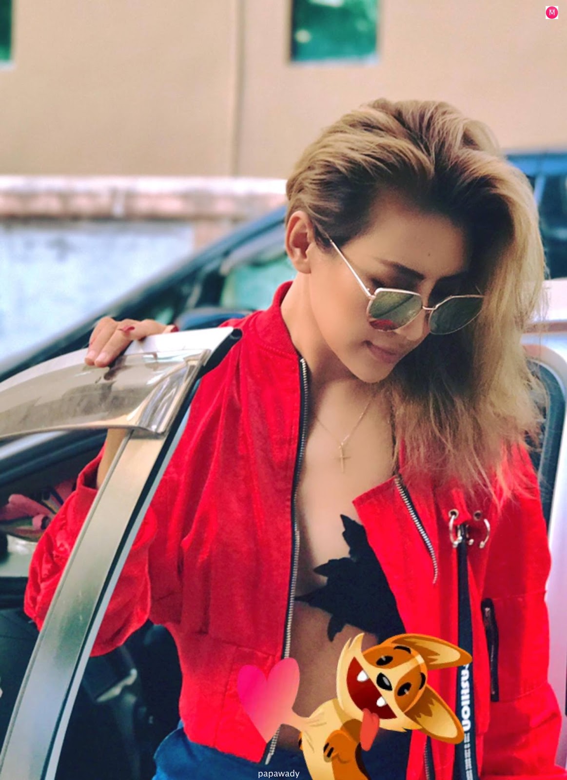 Maria J Naw - Red Jacket Outfit Fashion