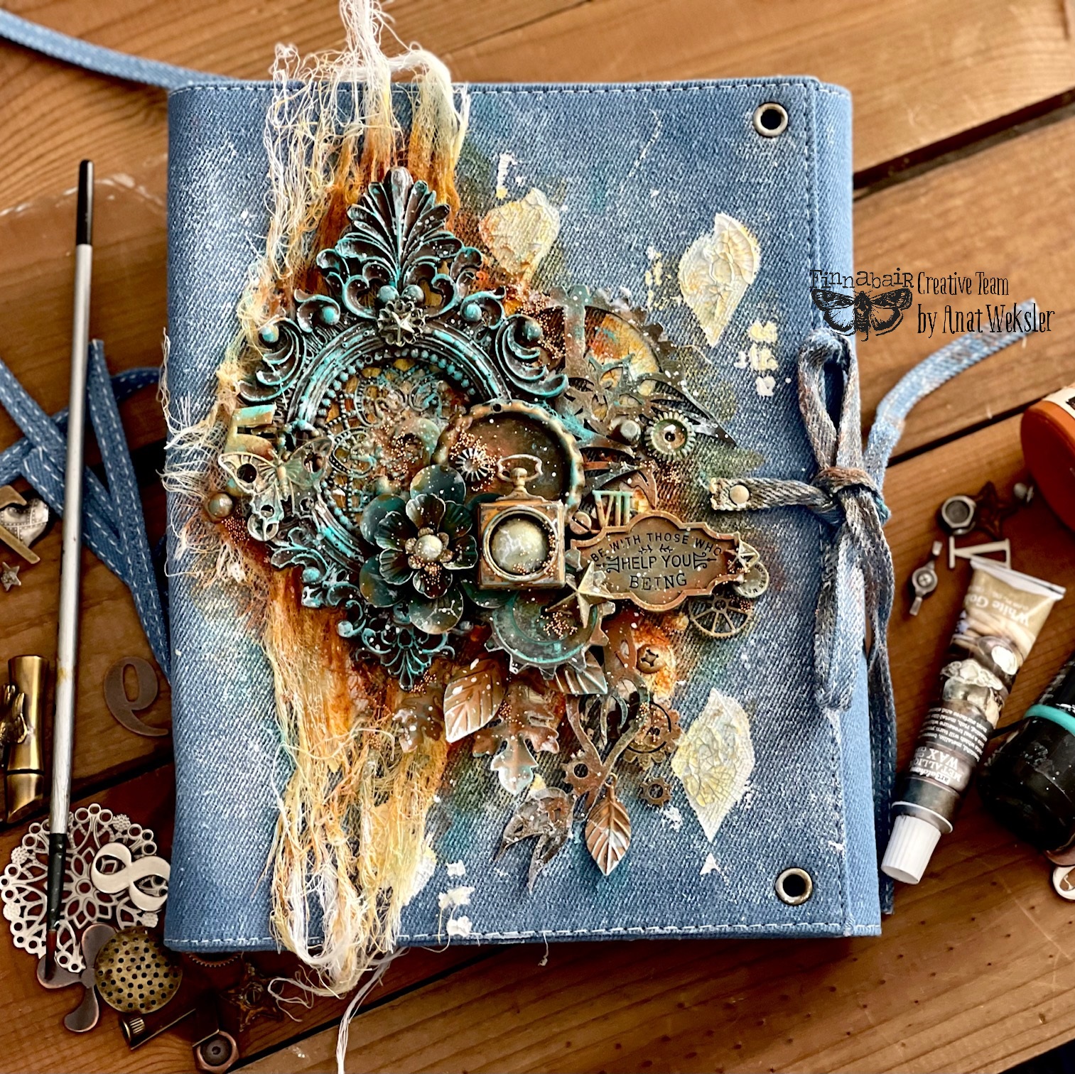 Anat Weksler: Denim Love - Journal cover - Video Tutorial for Finnabair