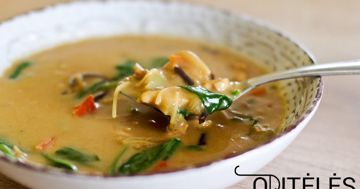 Oditėlės blogas: TIRŠTA KOKOSŲ SRIUBA SU DARŽOVĖMIS IR TRIUŠIENA