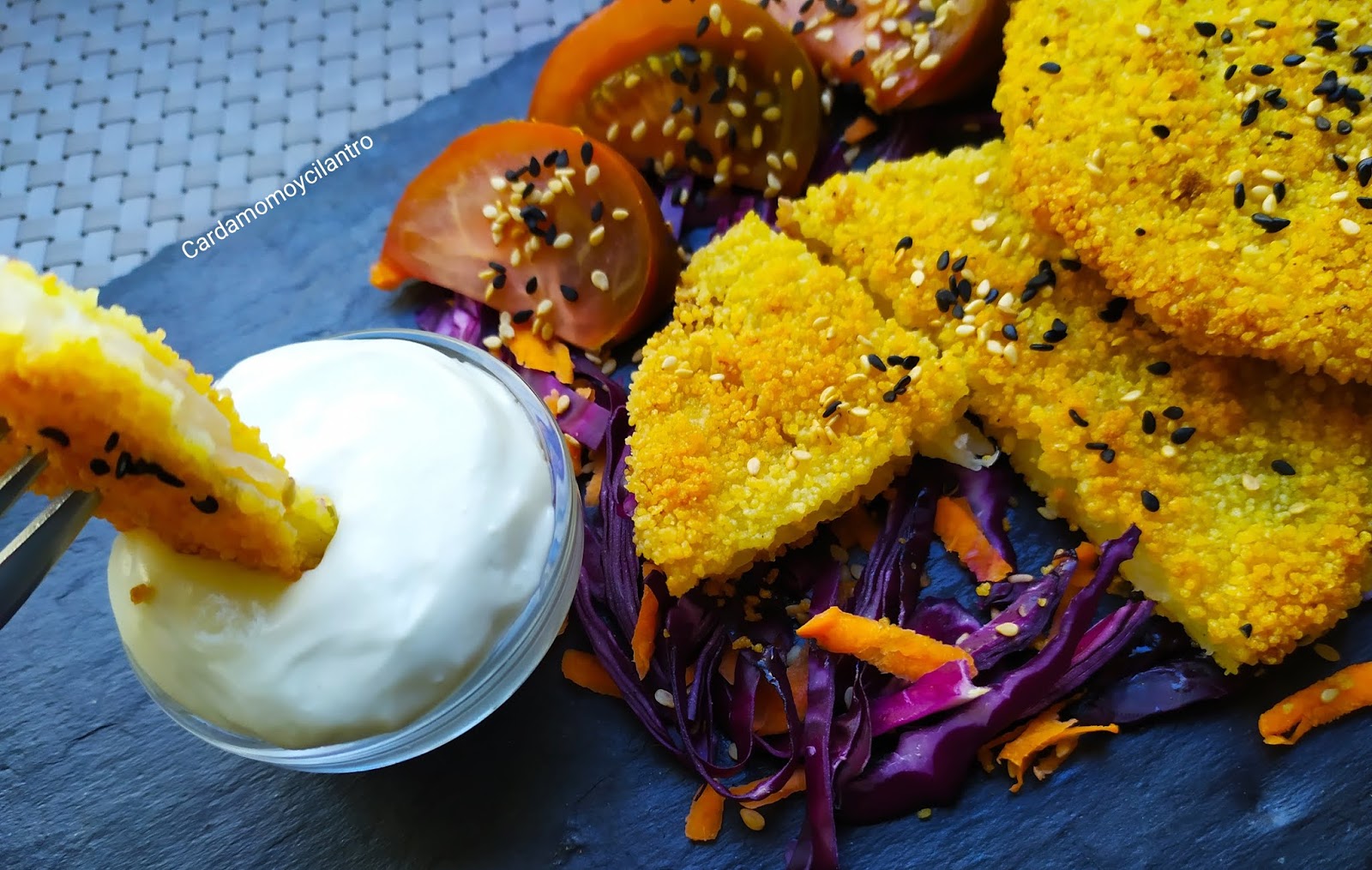Cardamomoycilantro: ESCALOPES DE COLINABO CON COSTRA DE CUSCÚS Y CREMA ...