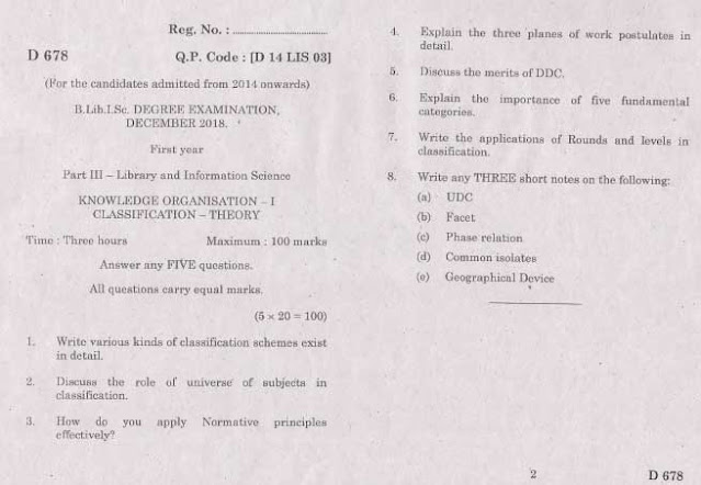 Bharathiar University B.Lib.I.Sc. Part III - Library and Information ...