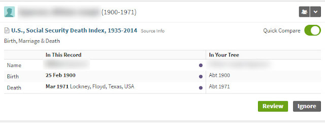 Family Tree Maker User: Social Security Death Index - Warning
