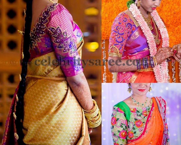 Thread Work Elbow Length Blouses - Saree Blouse Patterns