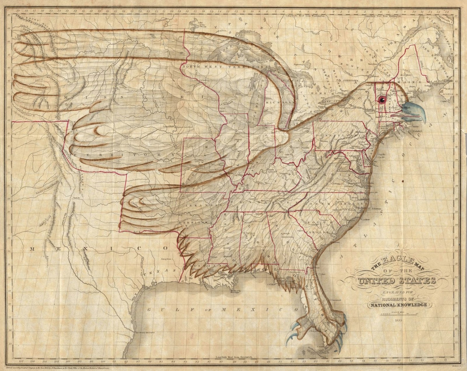 Antique Prints Blog: Value of the Eagle map of the United States