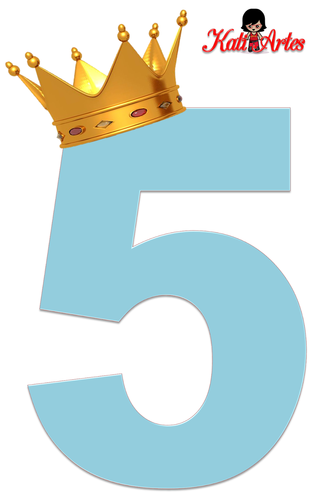 Números Azul Claro con Coronas. - Oh my Alfabetos!