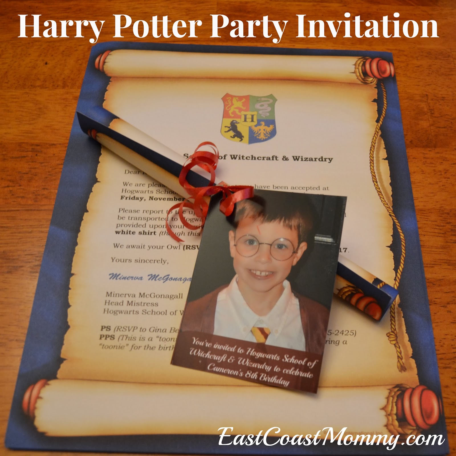 East Coast Mommy: DIY Harry Potter Invitation