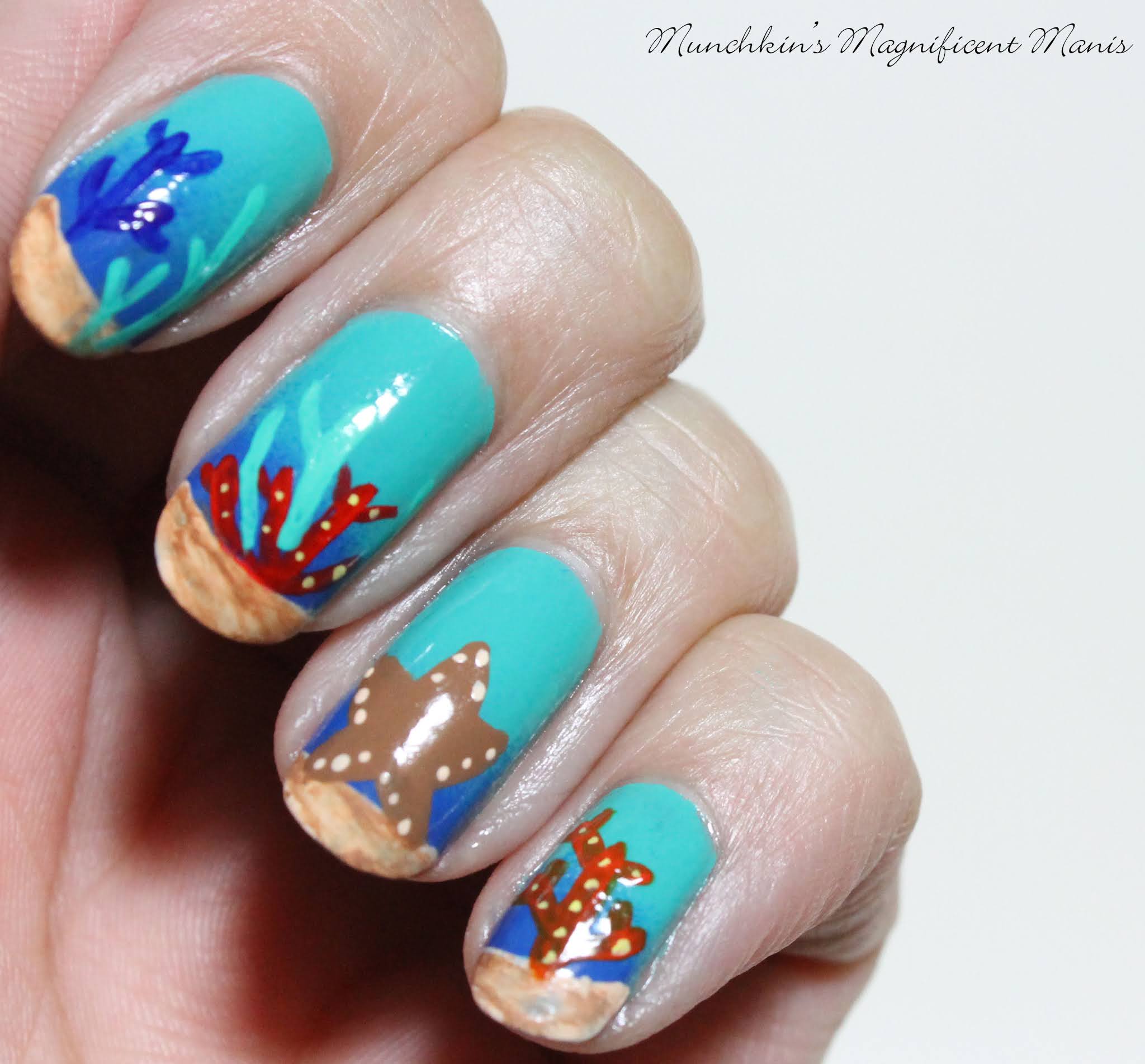 Munchkin’s Magnificent Manis: Under the sea- coral reef nail design
