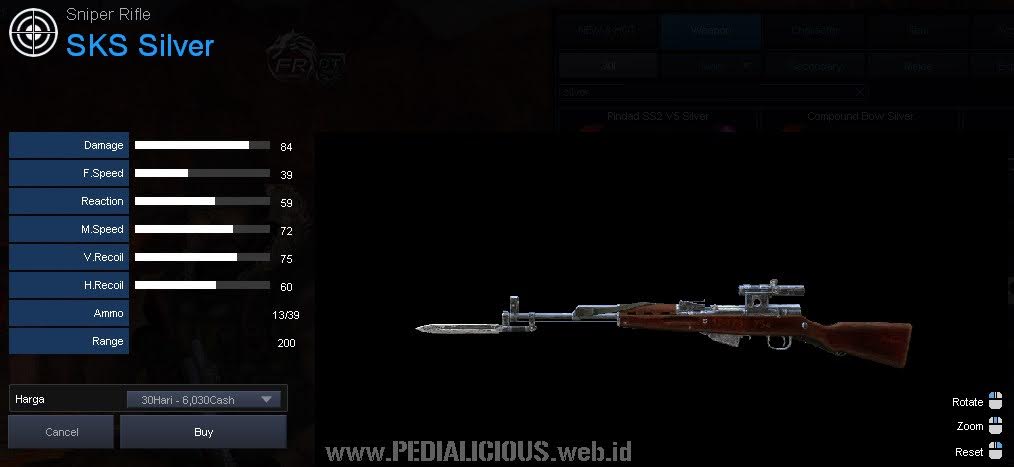 Harga & Statistik Seri Silver (Sl.) Senjata Point Blank Zepetto ...