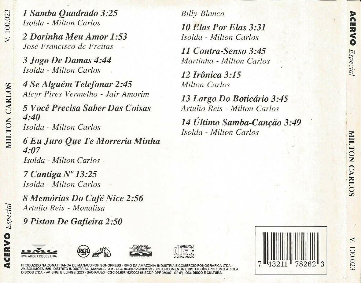 C A N G U L E I R O8: MILTON CARLOS - ACERVO ESPECIAL (1993)