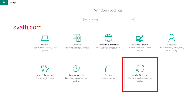 13. Update and Security pada Setting Windows 10 - Windows 10 Product Key