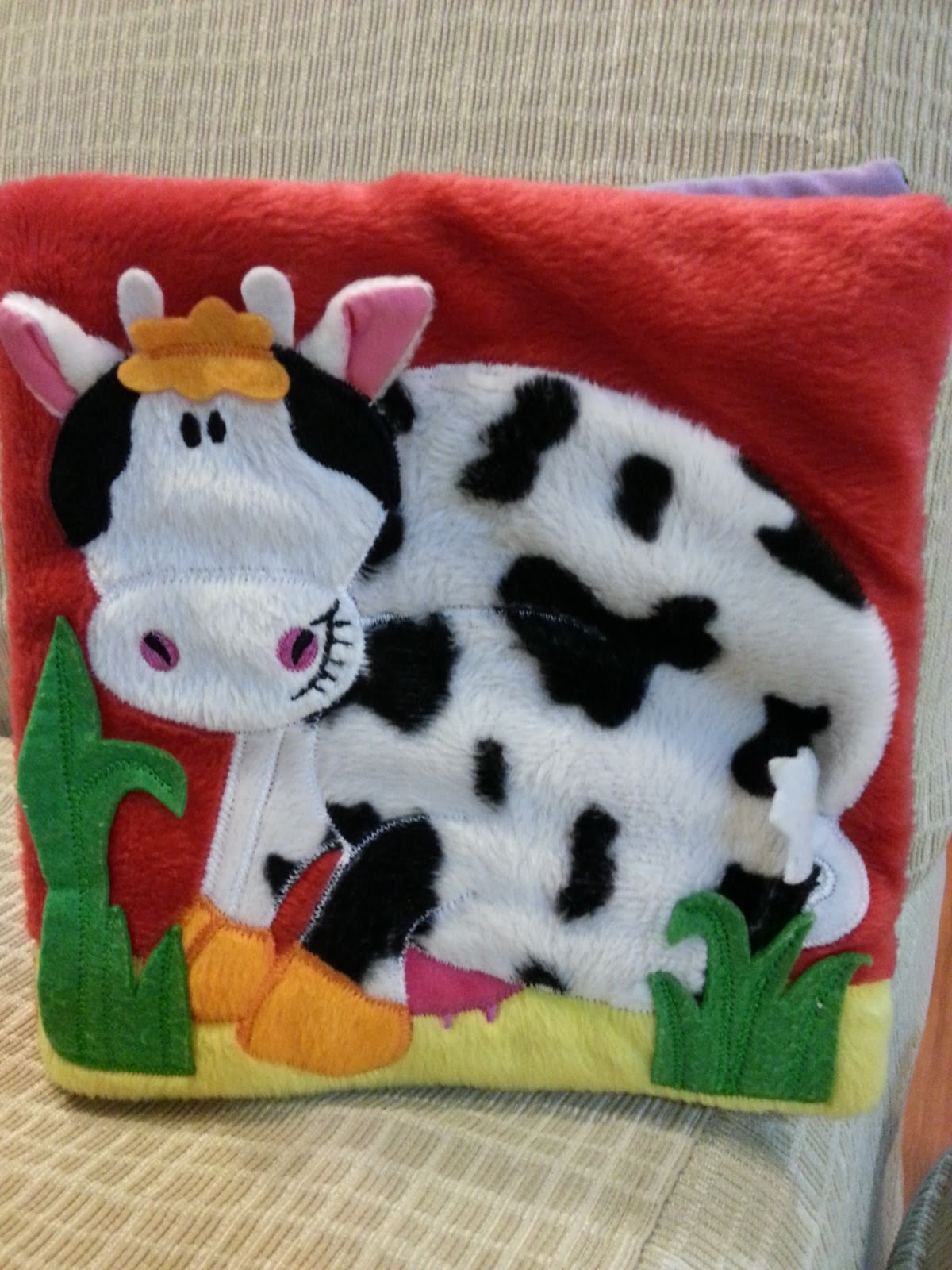 mamapoppet: Preloved Soft Minky Felt Soft Book (COW)