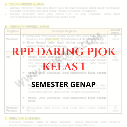 RPP Daring pjok Kelas 1 Semester 2 revisi 2021 - Modul Ajar Kurikulum Merdeka