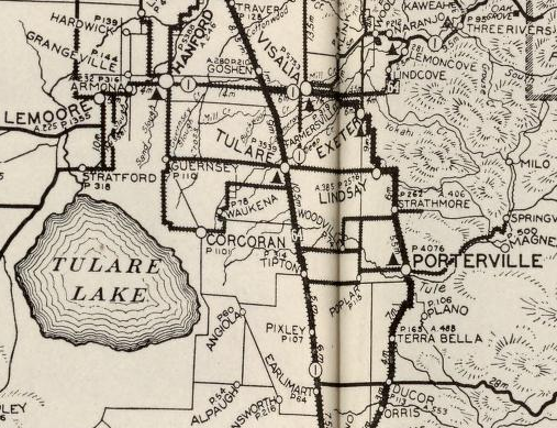 Old US Route 99 in Goshen, Traver, and the Kings River Vicinity