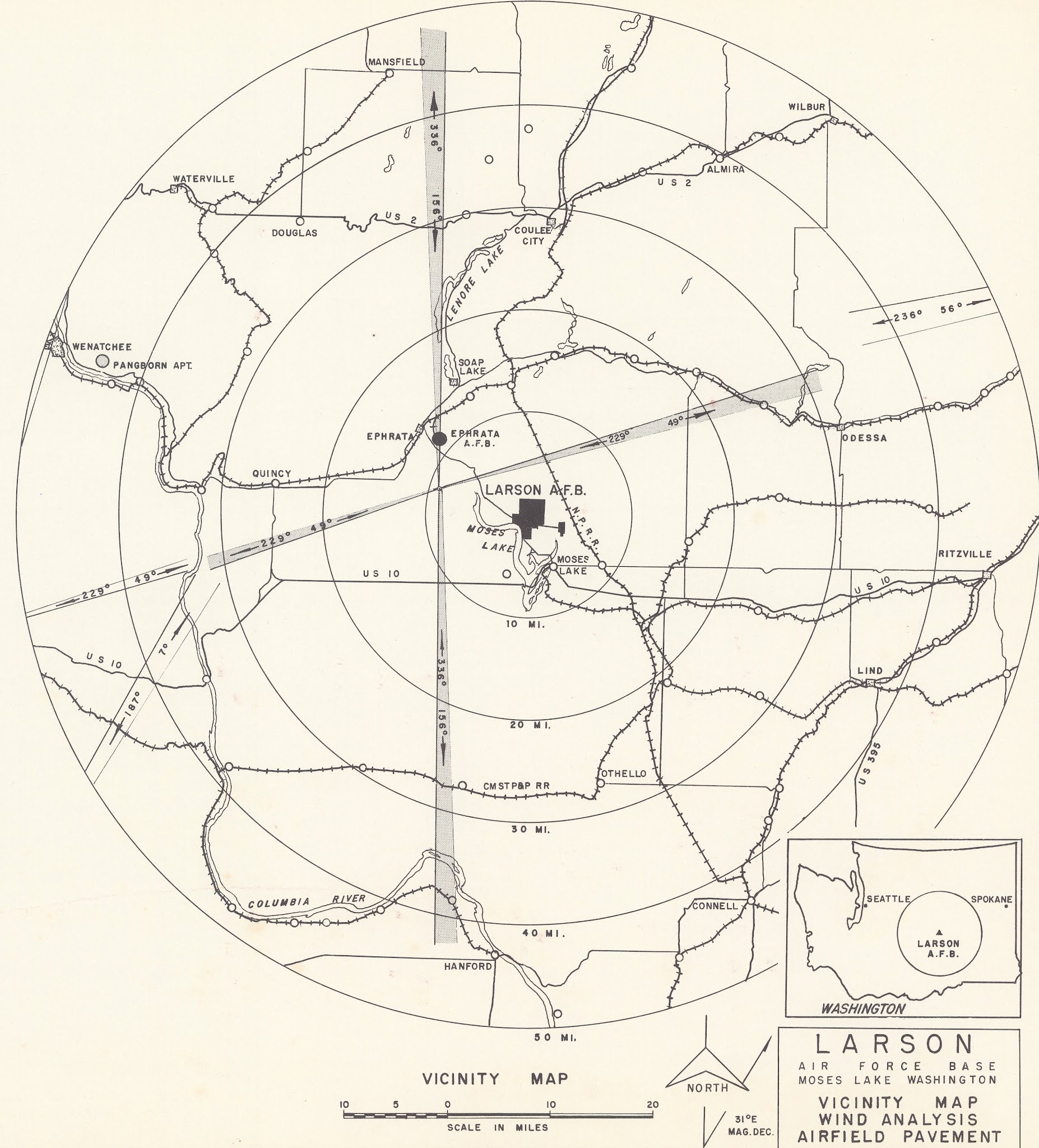 Big Bend Railroad History: 1953 Larson Air Force Base Wind Map