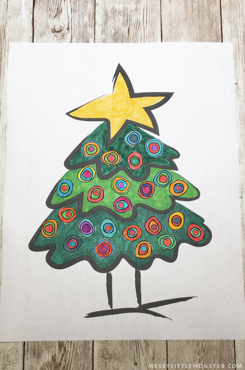 Kandinsky Christmas Tree Art - Messy Little Monster