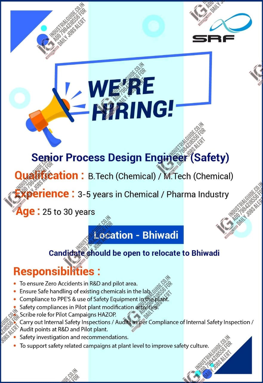 SRF Limited jobs for Chemical Engineer apply now