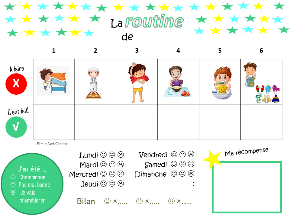 Imprimés pour les routines matinales et les routines du soir