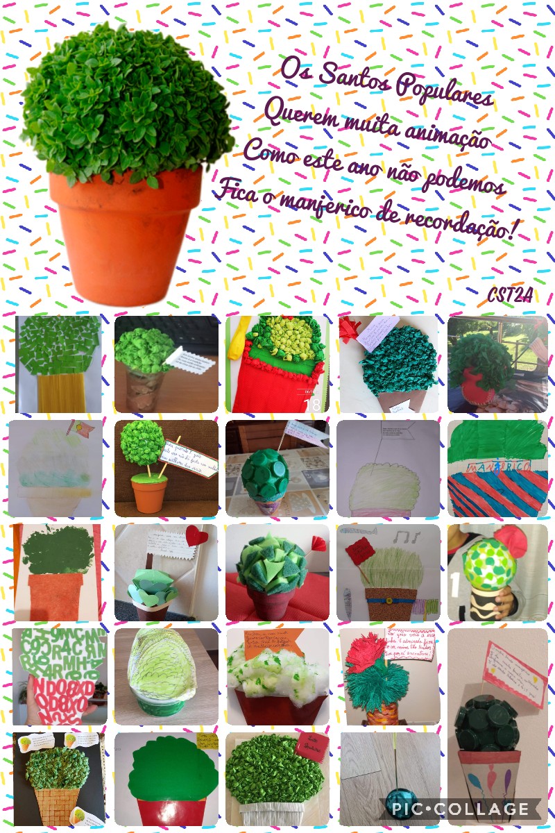 Manjericos em material reciclado do 2.º A | Biblioteca Oureana