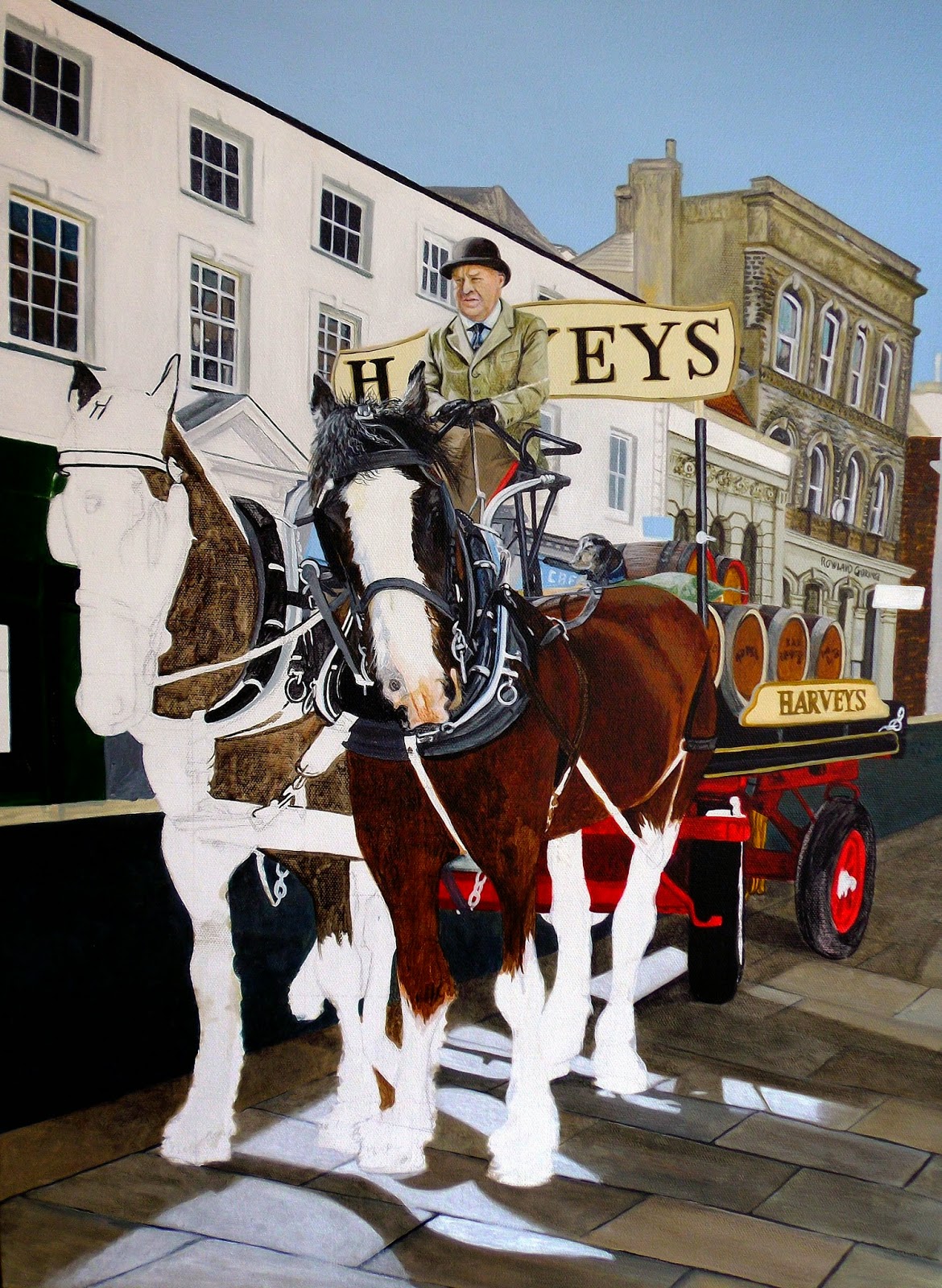 ORIGINAL ART by Paula Oakley: "Draught and Dray" Painting the horse ...