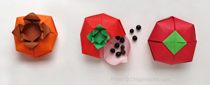 Origami tomato-shaped box instructions | How About Orange