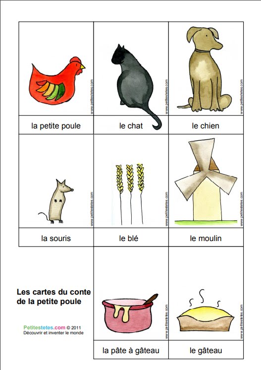 Evaluation langage La petite poule rousse - Dessine