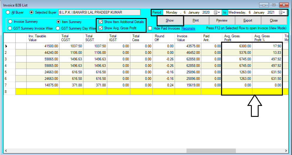 Invoice B2B List Report Help Guide