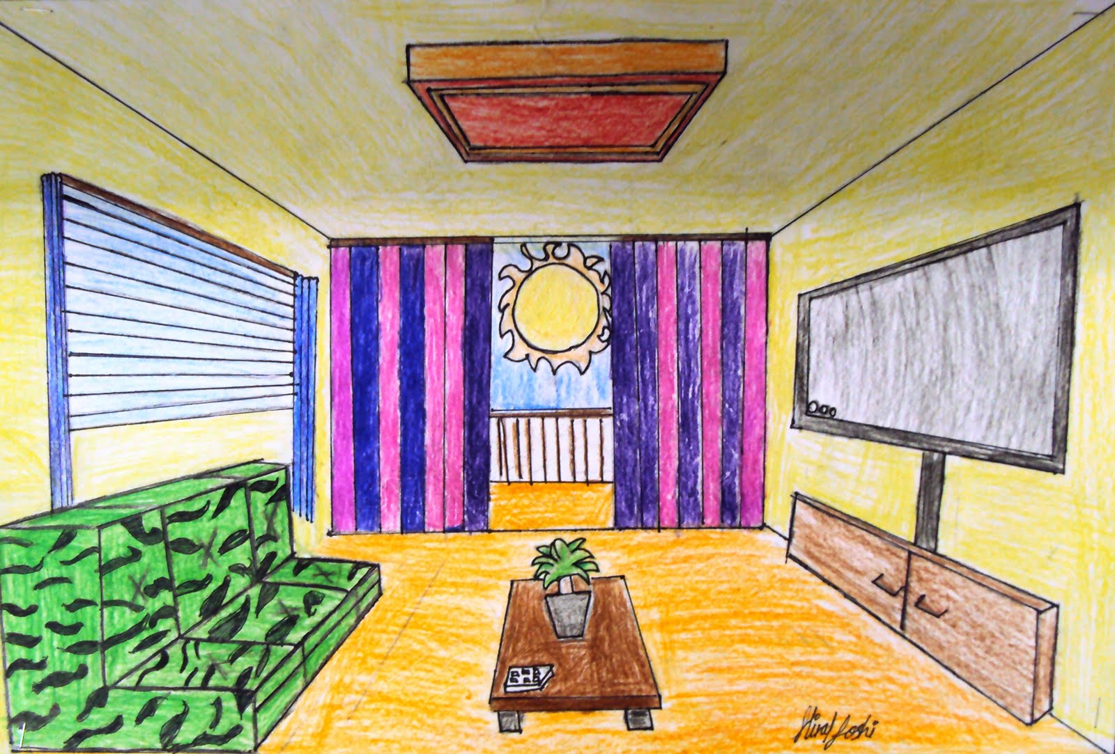 Art 1: One Point Perspective Room