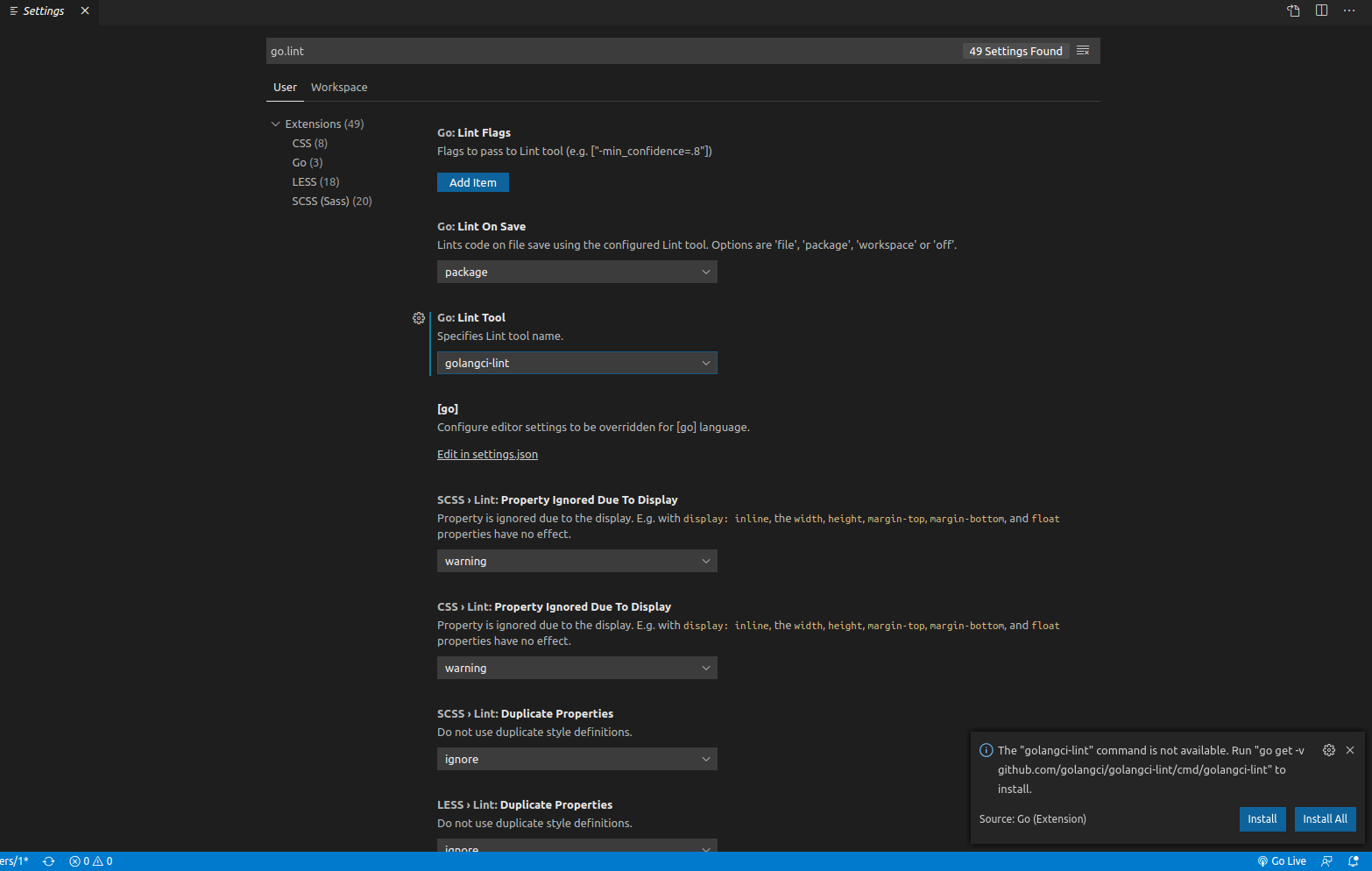 Go Linters In Vs Code My Public Notepad