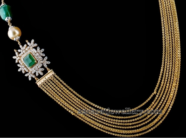 Chandra Haar with Diamond Motifs - Jewellery Designs