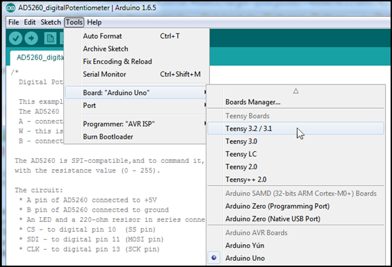 Synth Hacker: Teensy with AD5260 Digipot