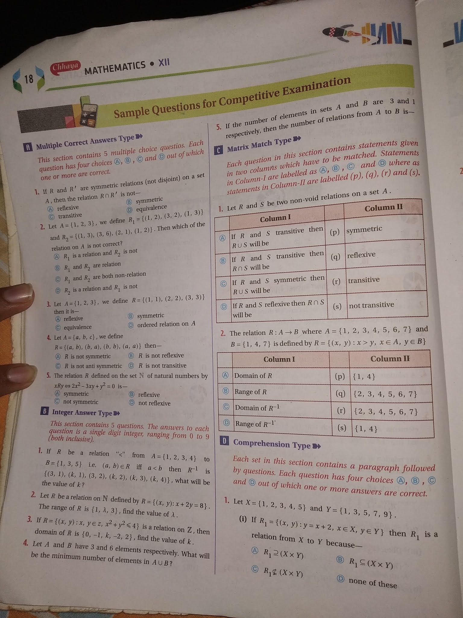 Class 12 Sn Dey Maths Book Free Pdf Download Of Excercise Of Relations Mapping Or Functions