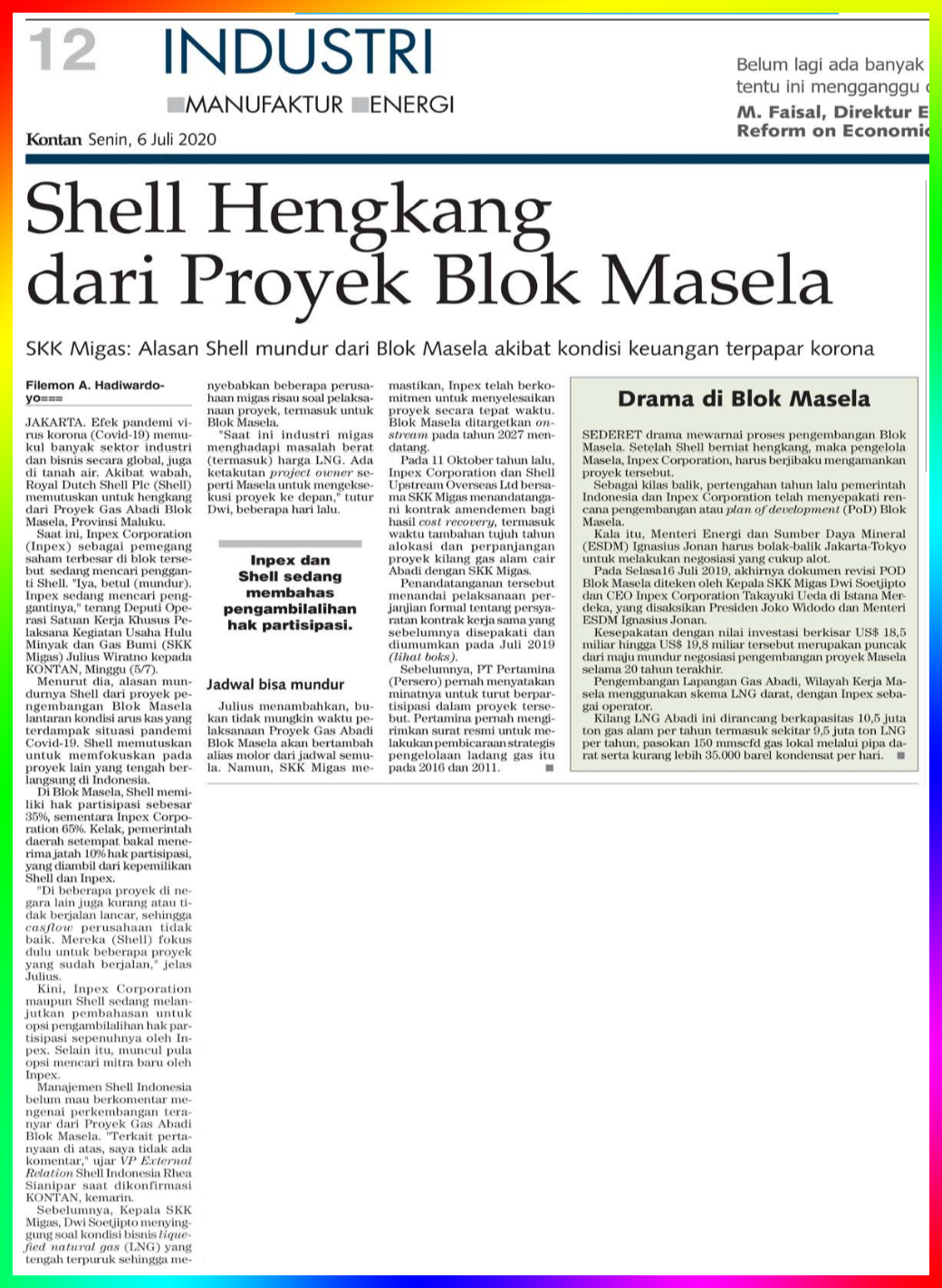 SKK Migas : The reason Shell withdrew from the Masela Block due to the ...