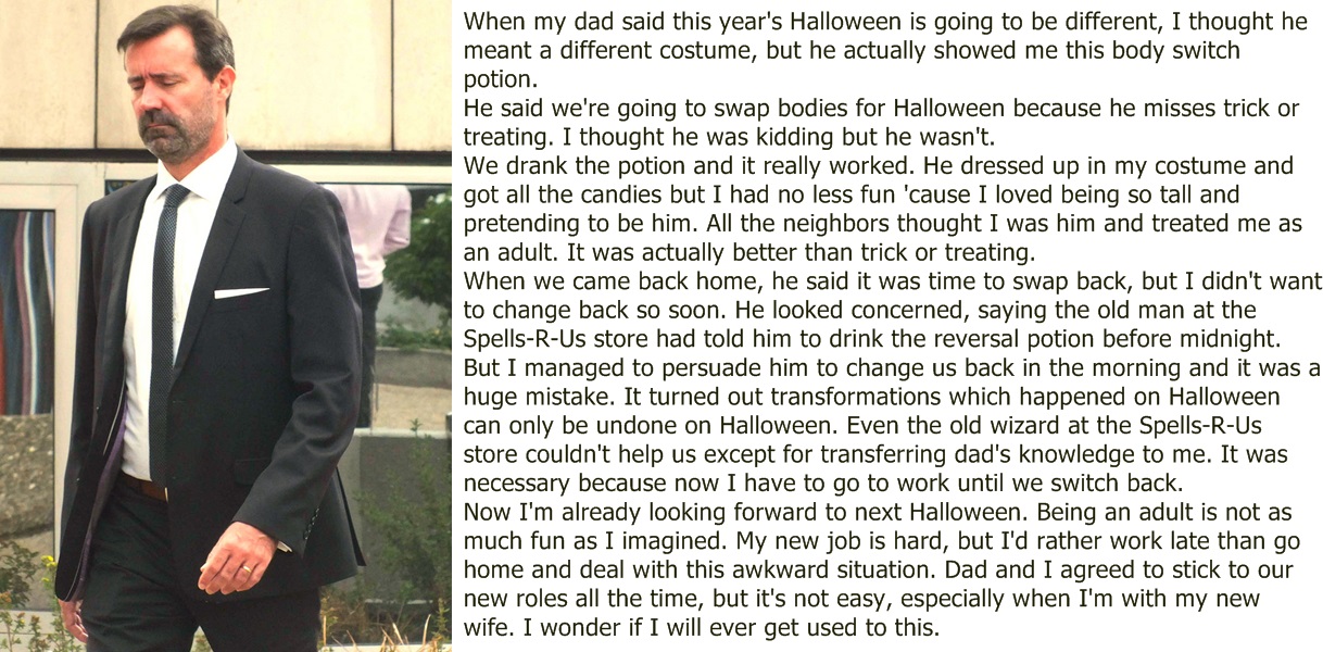 YoungTrevor's male body swap caps: Only On Halloween