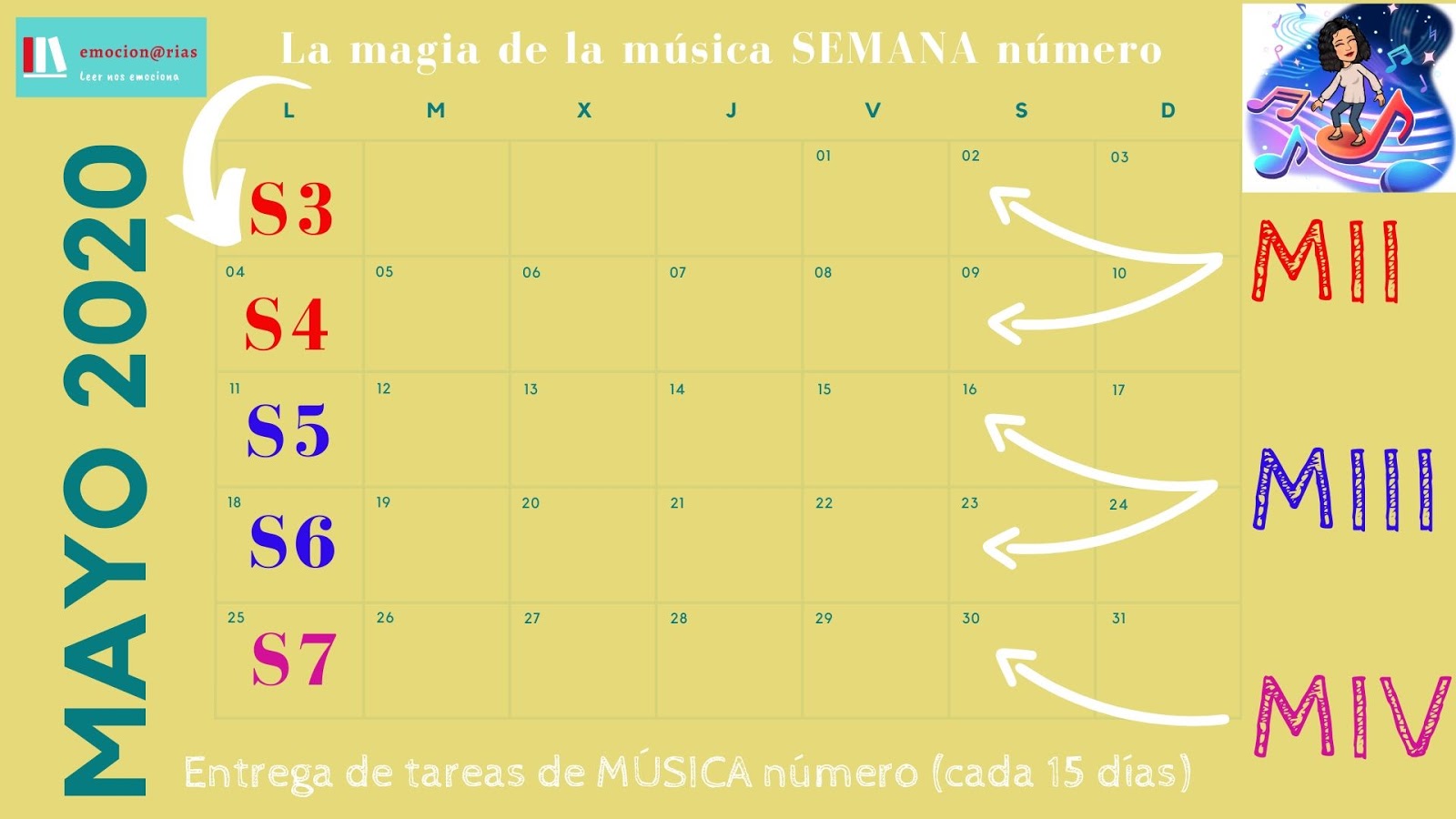 musicantaeducación: CALENDARIO La magia de la música TERCER TRIMESTRE