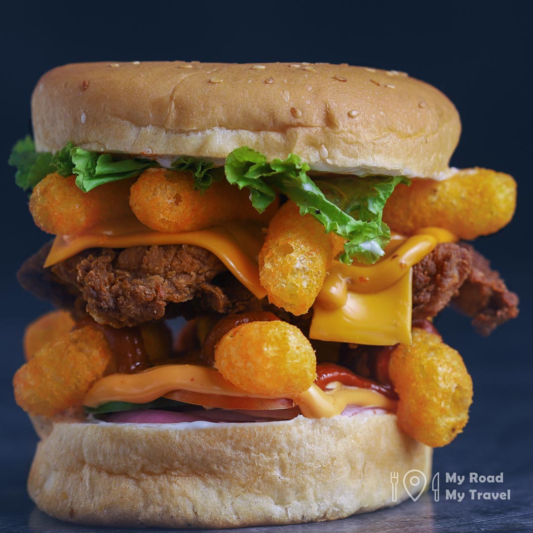 Cheetos Chicken Burger - Taco Street - The Lassi Shop, MG Road, Mangalore