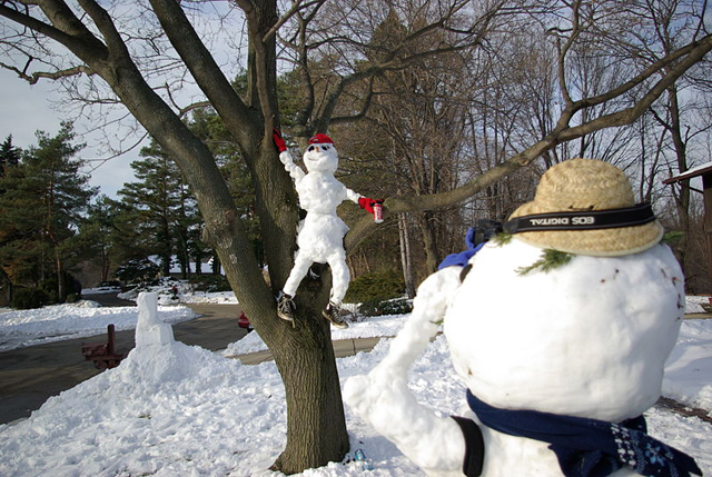 Snow sculptures, snowmen, snowman ideas, snow fun, snowy day, snow play
