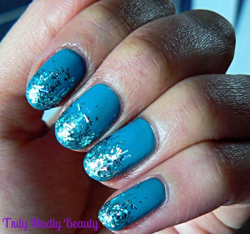 Teal Glitter Acrylic Nails