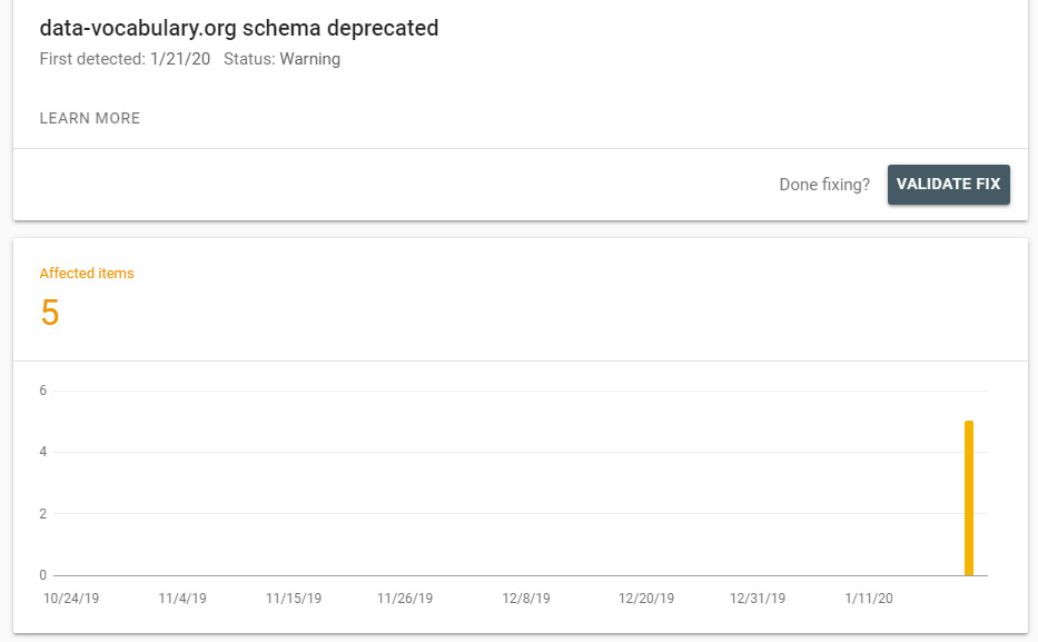 How To Fix The Data Vocabularyorg Schema Deprecated Warning Error Message Life After Grind 7026